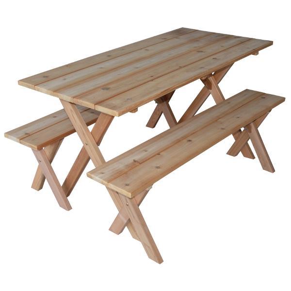 5ft Cedar Economy Table with 2 Benches by A & L Furniture - The ...