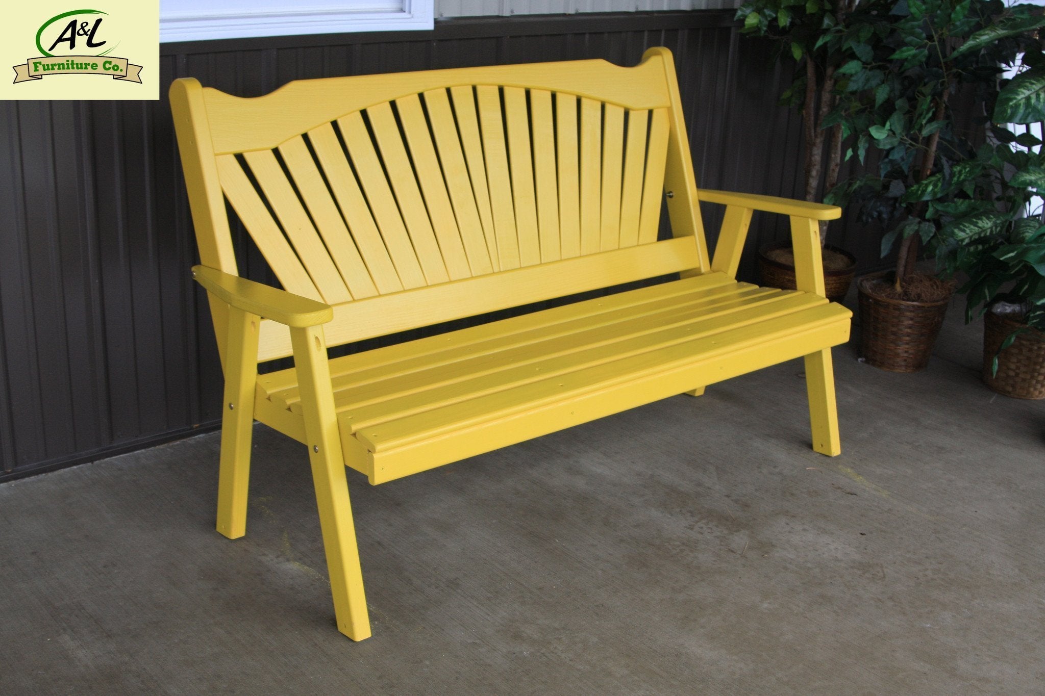 Yellow Pine Fanback Garden Bench by A & L Furniture - The Charming ...