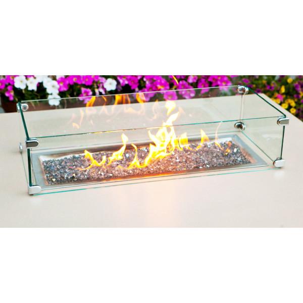 Fire Pit Rectangular Glass Wind Screen - The Charming Bench Company