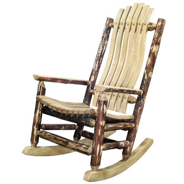 Glacier Country Adult Log Rocker Chair Exterior Stain - The Charming ...