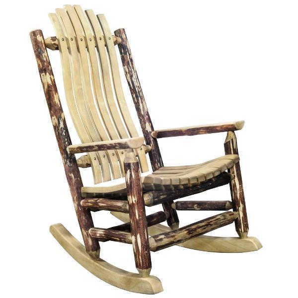 Glacier Country Adult Log Rocker Chair Exterior Stain - The Charming ...